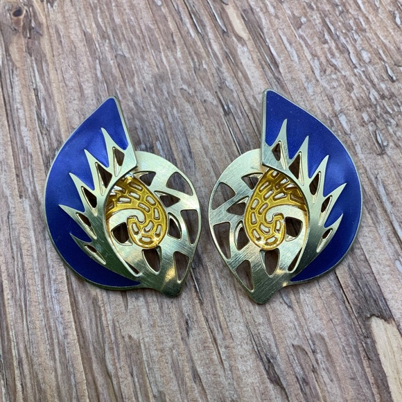 Vintage | Jewelry | Berebi Vintage Art Deco Style Blue Enamel Gold ...